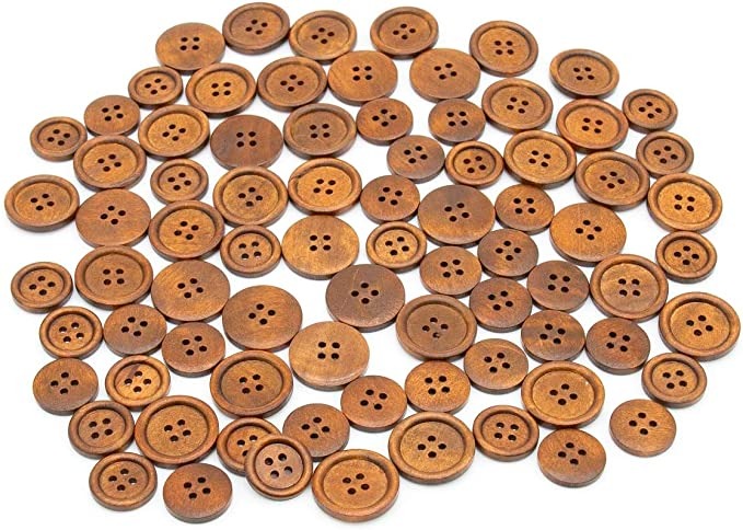 Basic Bevel Button, mid-tone wood